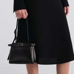 Fendi My Peekaboo Xs Crackled Black Leather Bag